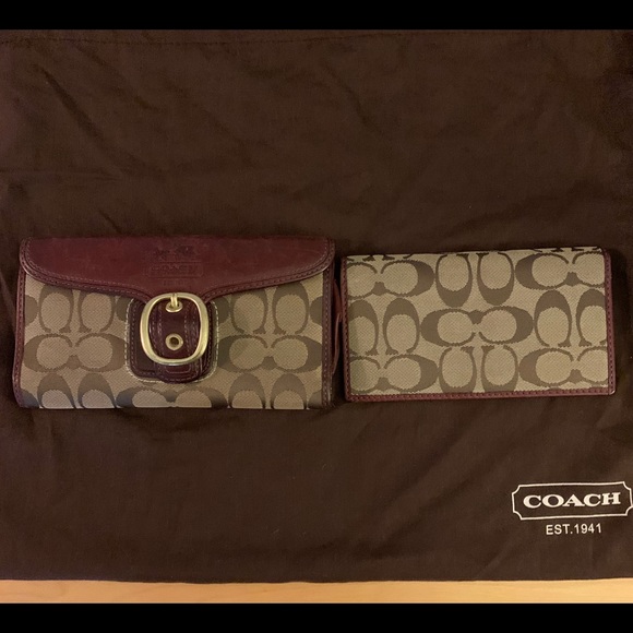 Coach | Bags | Coach Burgundy Purse Wallet And Check Book Holder | Poshmark